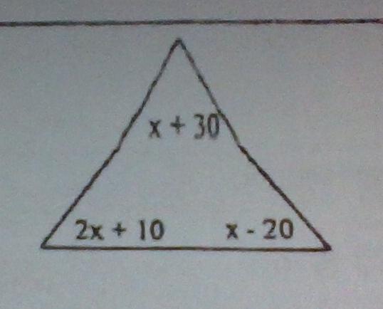 Solved x + 30 2x + 10 X-20 | Chegg.com