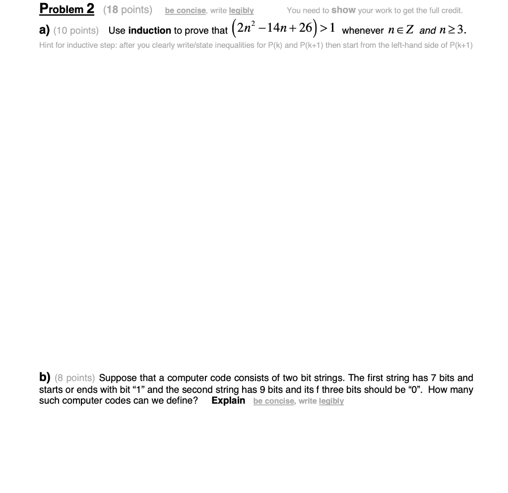 Solved Problem 2 (18 points) be concise, write legibly _ You | Chegg.com