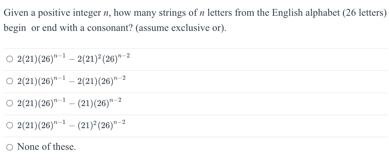 Solved Given a positive integer n, how many strings of n | Chegg.com
