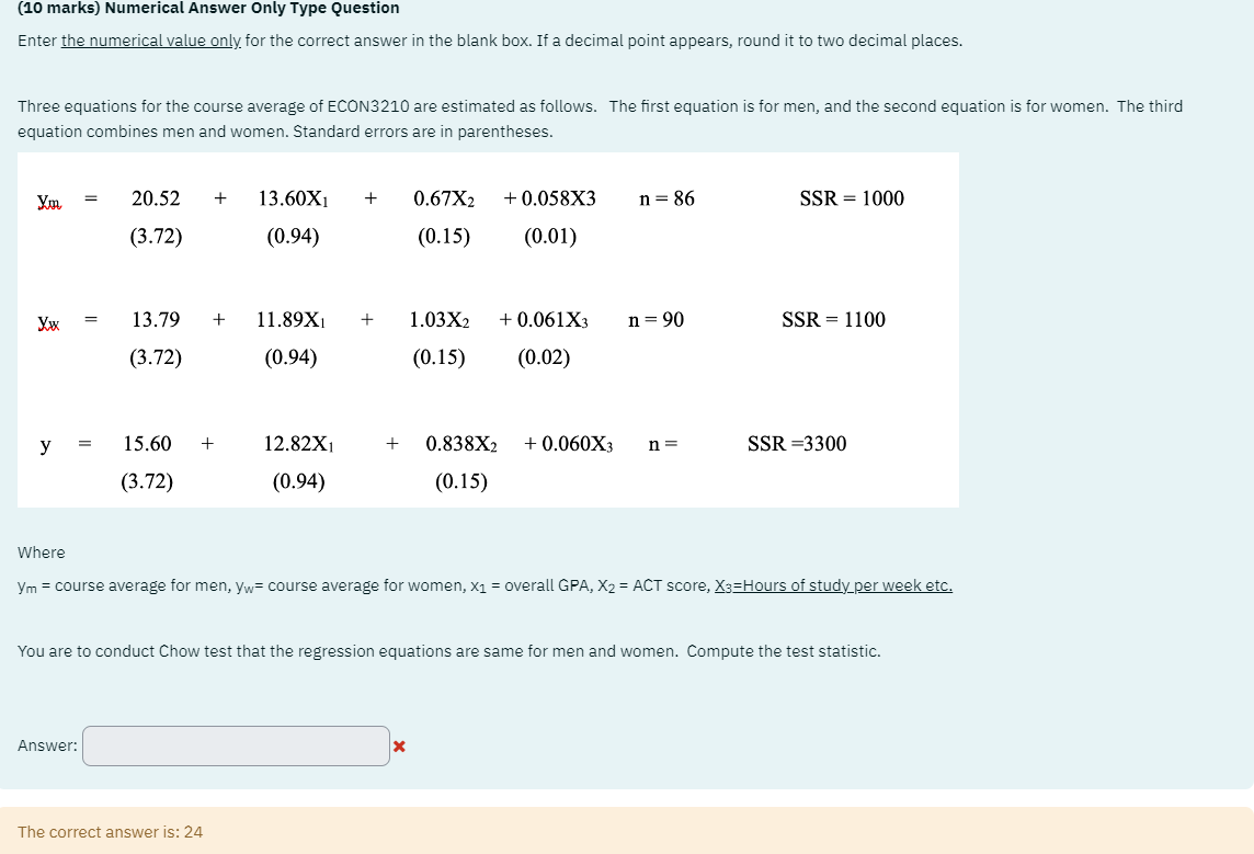 Solved Enter the numerical value only. for the correct | Chegg.com