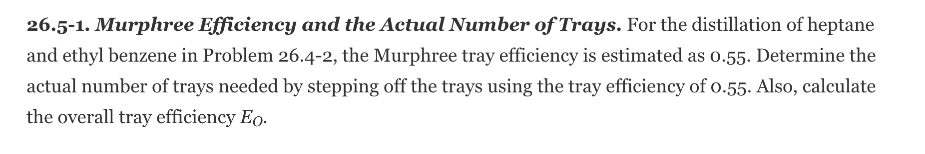 26.5-1. Murphree Efficiency and the Actual Number of | Chegg.com