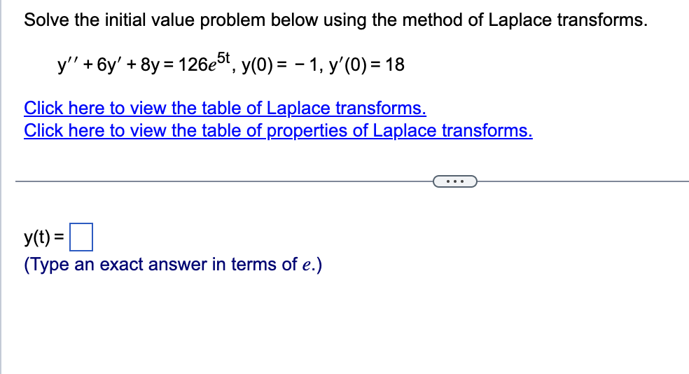 Solved Solve the initial value problem below using the | Chegg.com
