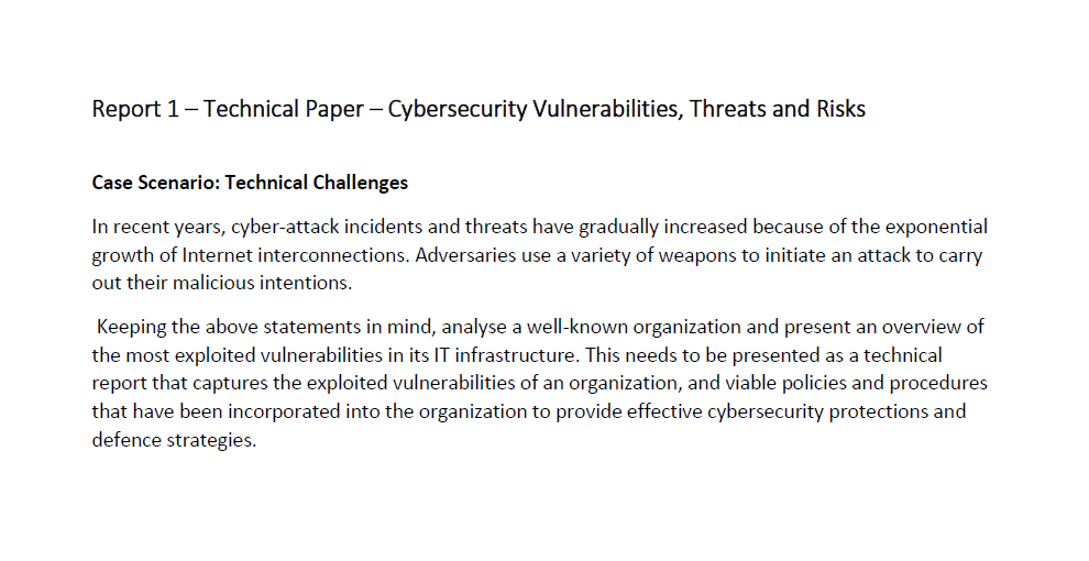 Report 1 - Technical Paper - Cybersecurity | Chegg.com
