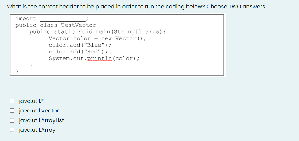 Solved What is the correct header to be placed in order to | Chegg.com