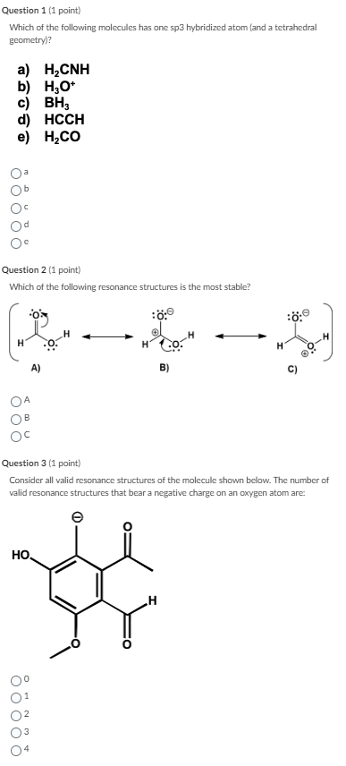 Solved Question 1 (1 ﻿point)Which of the following molecules | Chegg.com