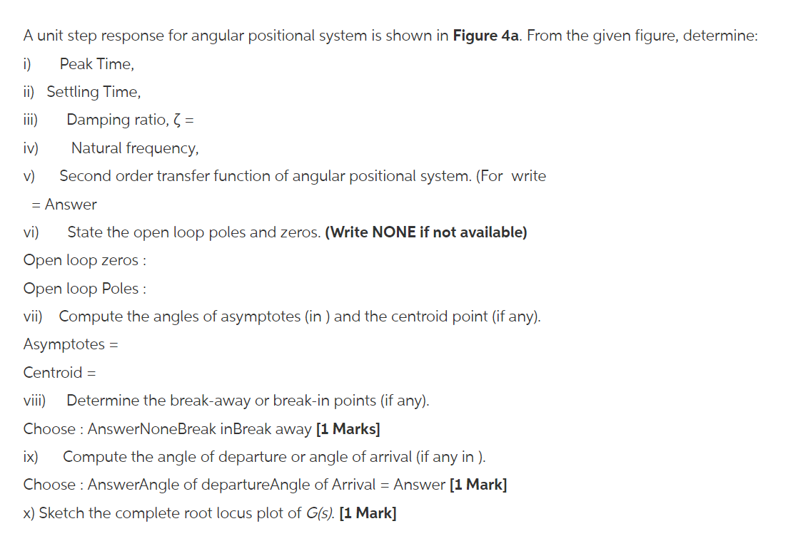 Solved A unit step response for angular positional system is | Chegg.com