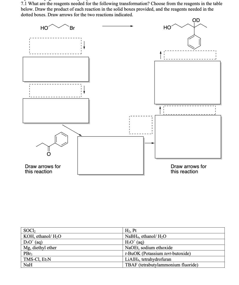 Solved 7.1 What are the reagents needed for the following | Chegg.com