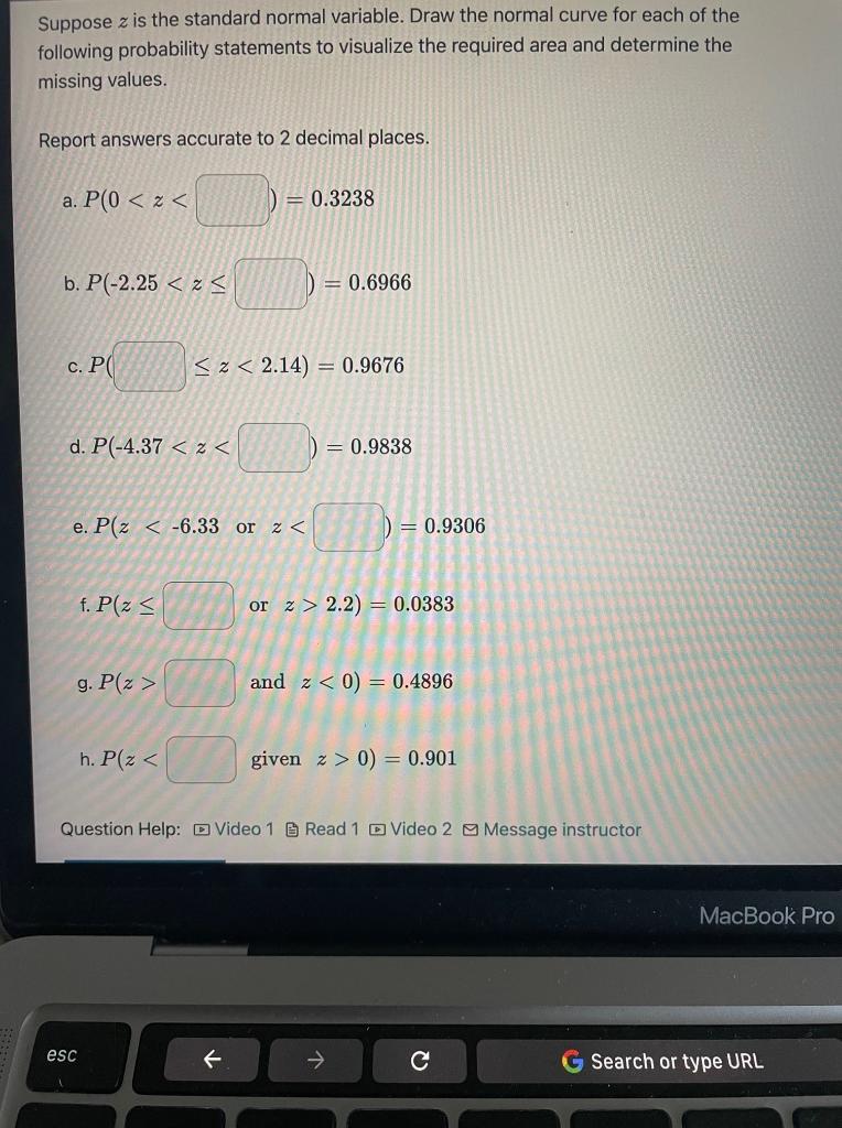 Suppose z is the standard normal variable. Draw the | Chegg.com
