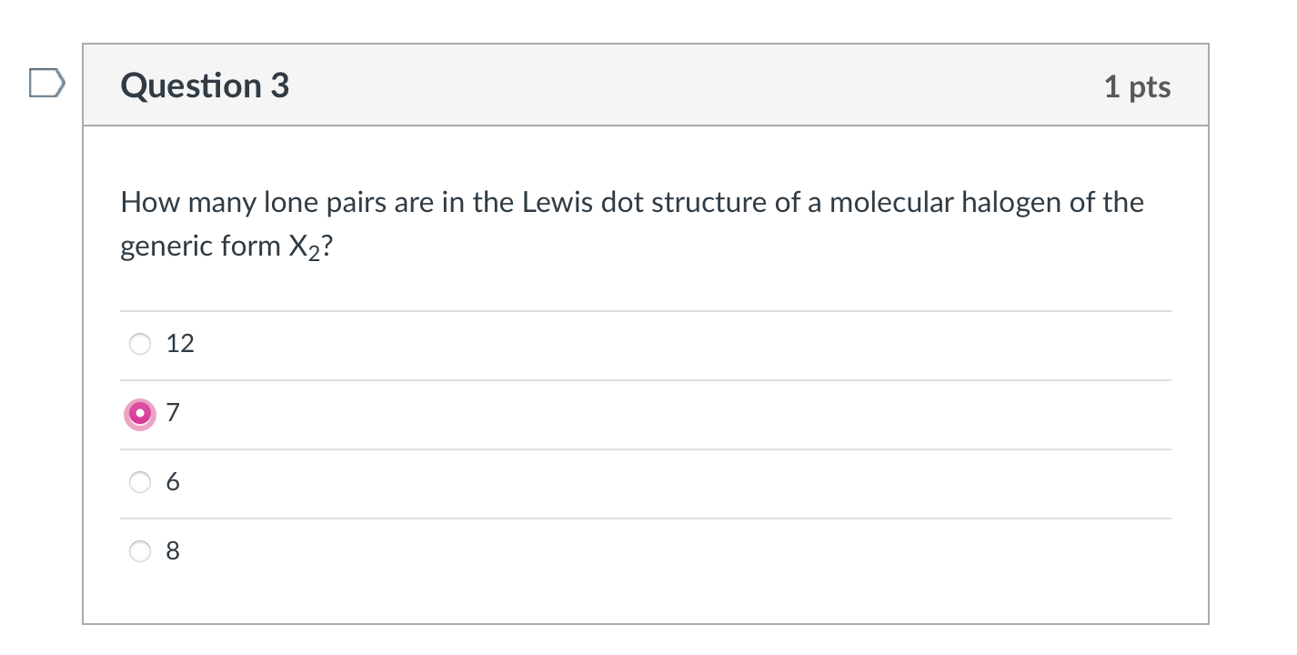 Solved How many lone pairs are in the Lewis dot structure of | Chegg.com