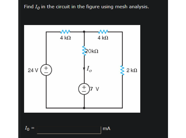 Solved Find Io in the circuit in the figure using mesh | Chegg.com