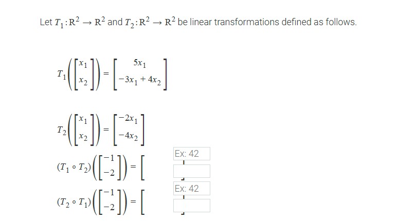 Solved Let T1:R2→R2 and T2:R2→R2 be linear transformations | Chegg.com