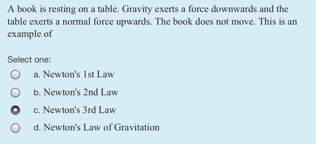 Solved A book is resting on a table. Gravity exerts a force | Chegg.com