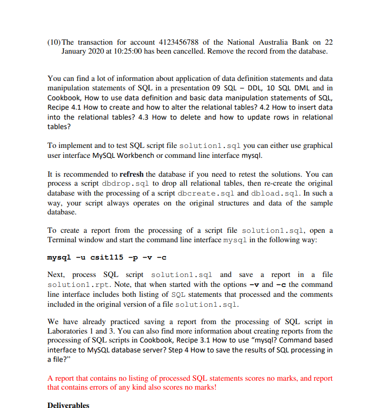 CSIT115 Data Management and Security Laboratory 4 | Chegg.com
