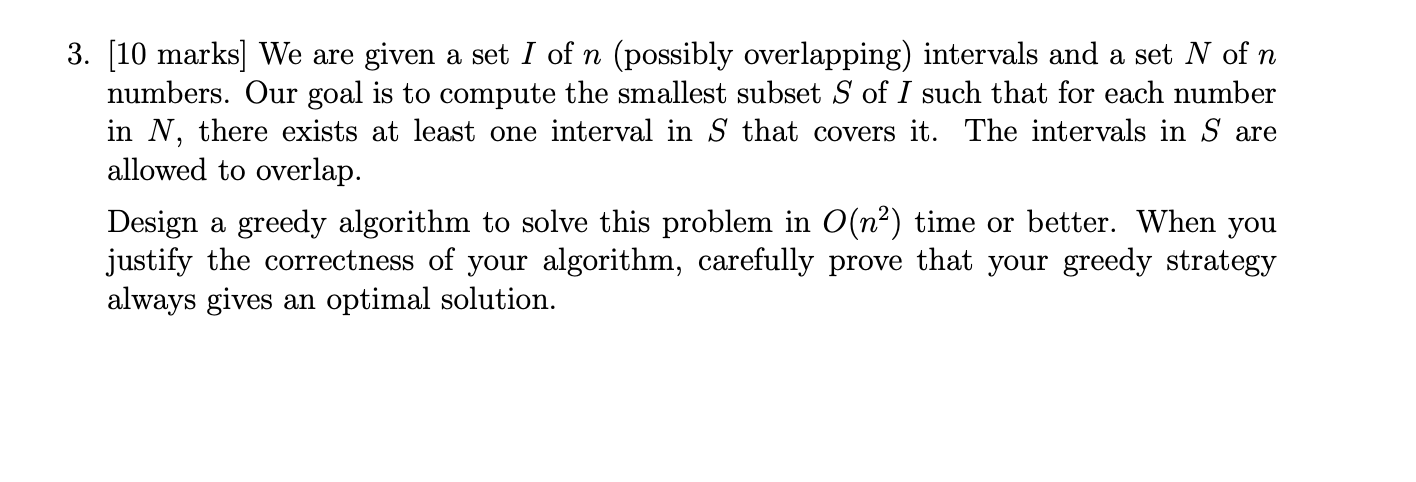 Solved 3. [10 ﻿marks] ﻿We are given a set \( ﻿I \) ﻿of \( ﻿n | Chegg.com
