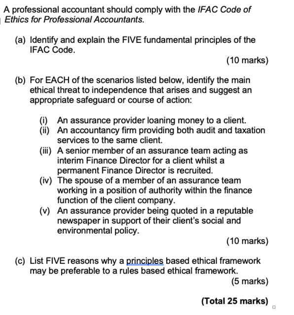 A professional accountant should comply with the IFAC | Chegg.com
