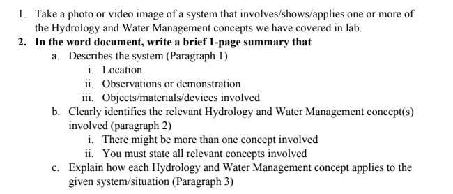 Solved it can be any experiment related to hydrology | Chegg.com