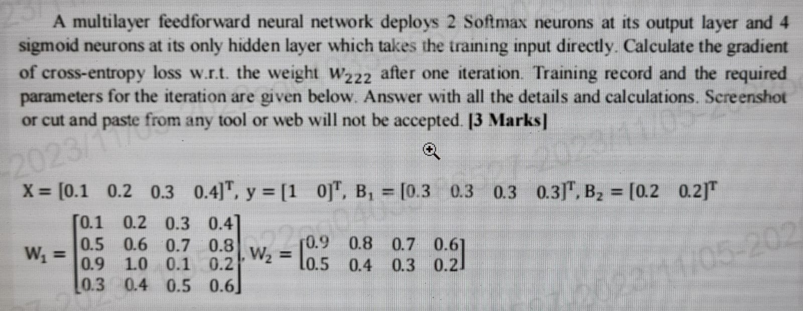 Solved A multilayer feedforward neural network deploys 2 | Chegg.com