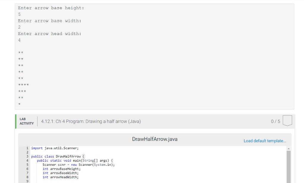 Solved: 4.12 Ch 4 Program: Drawing A Half Arrow (Java) Thi... | Chegg.com