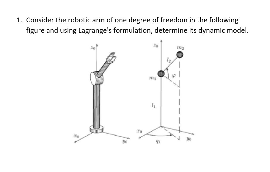 Solved 1. Consider the robotic arm of one degree of freedom | Chegg.com