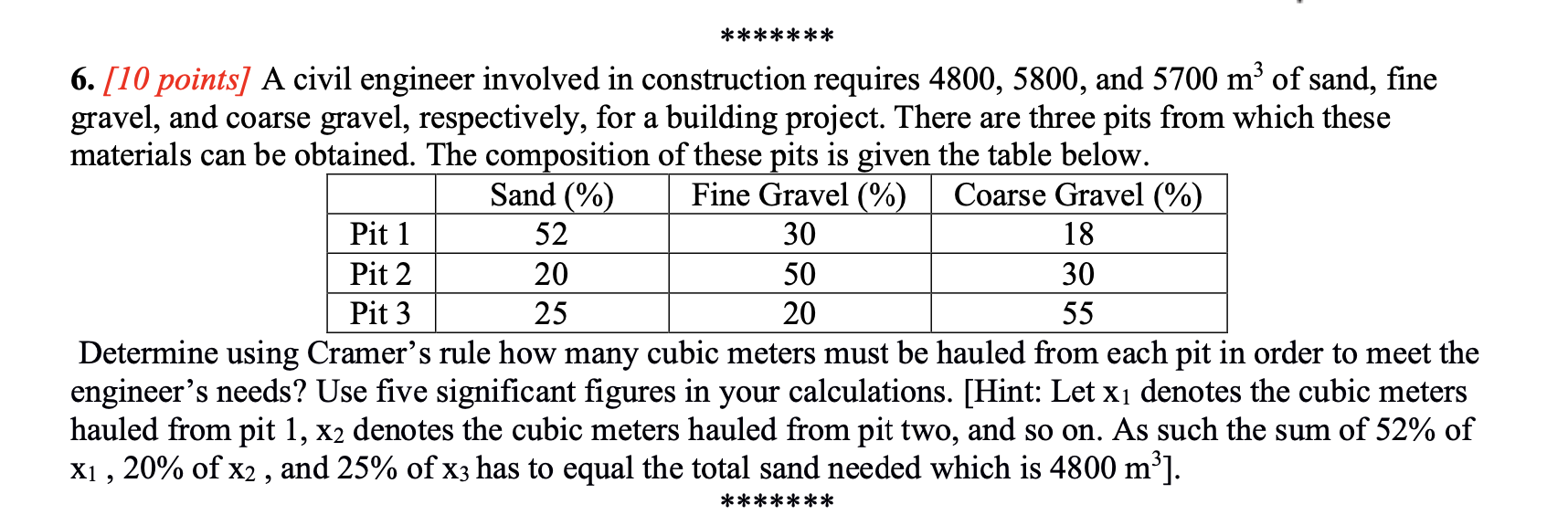 Solved 6. [10 points] A civil engineer involved in | Chegg.com