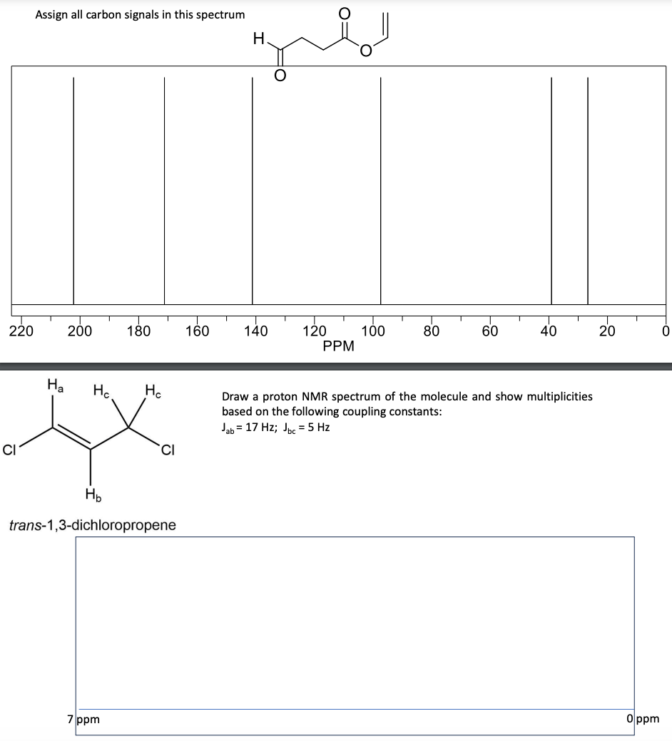 Draw a proton NMR spectrum of the molecule and show | Chegg.com