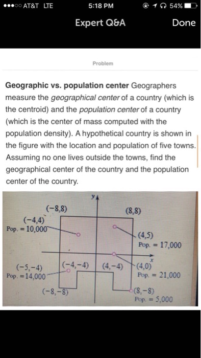 Solved Geographic vs. population center Geographers measure | Chegg.com