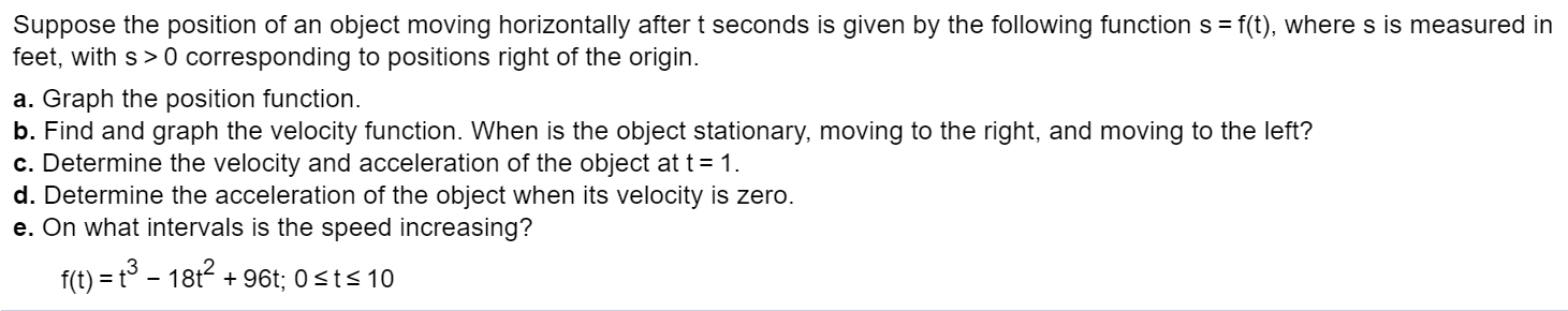 Solved Suppose the position of an object moving horizontally | Chegg.com