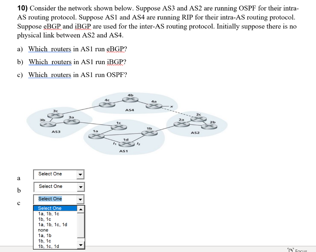 10) Consider the network shown below. Suppose AS3 and | Chegg.com