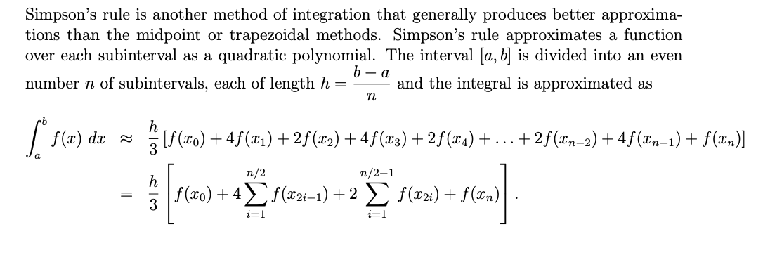 Solved Simpson's rule is another method of integration that | Chegg.com
