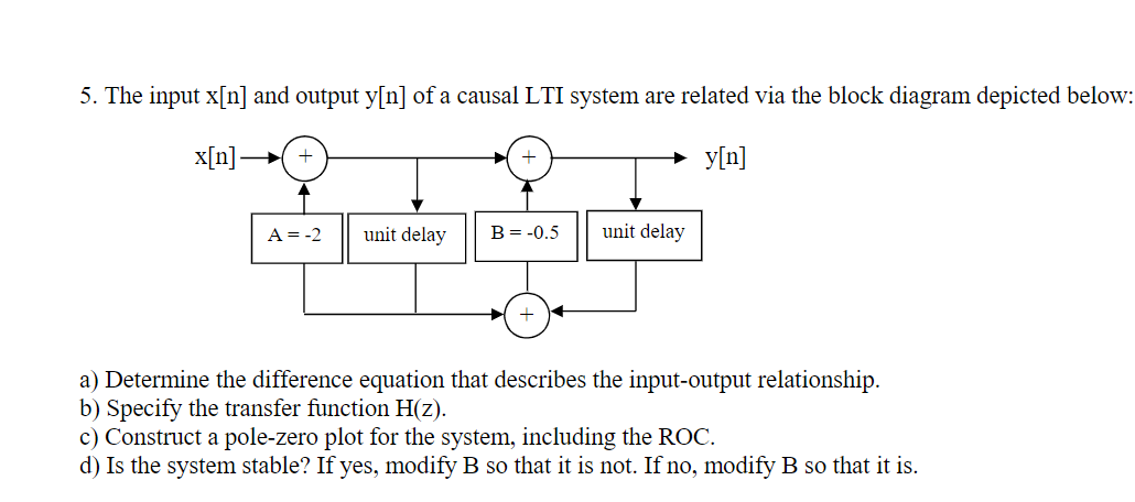 5. The input x[n] and output y[n] of a causal LTI | Chegg.com