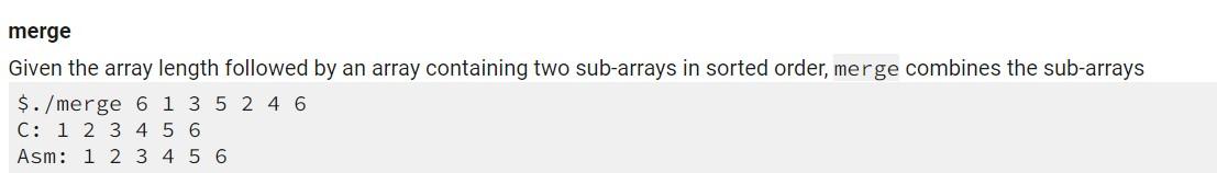 Solved merge Given the array length followed by an array | Chegg.com