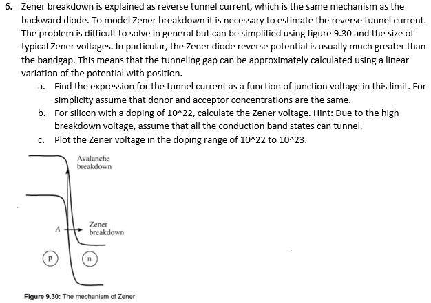 6. Zener breakdown is explained as reverse tunnel | Chegg.com