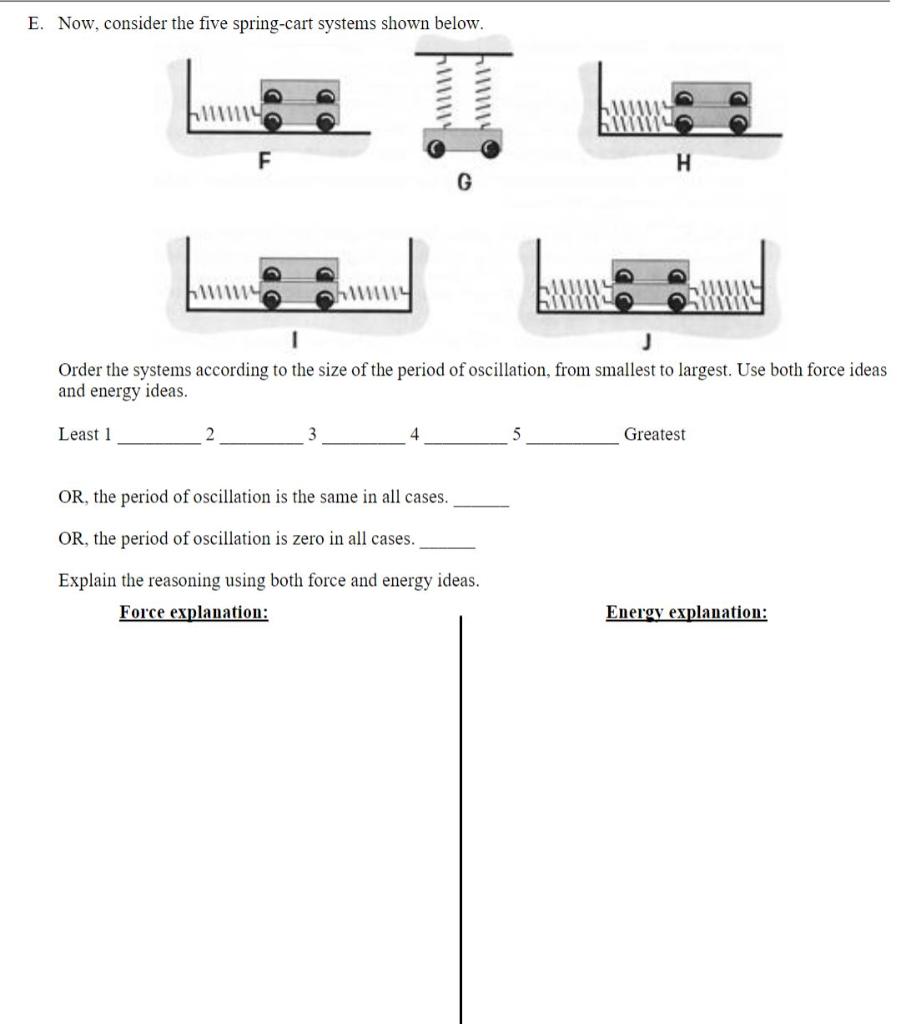 Solved II. Comparing Oscillating Systems A. Equations for | Chegg.com