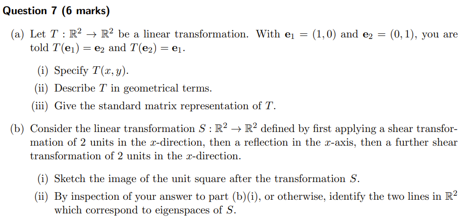 Solved (a) Let T:R2→R2 be a linear transformation. With | Chegg.com