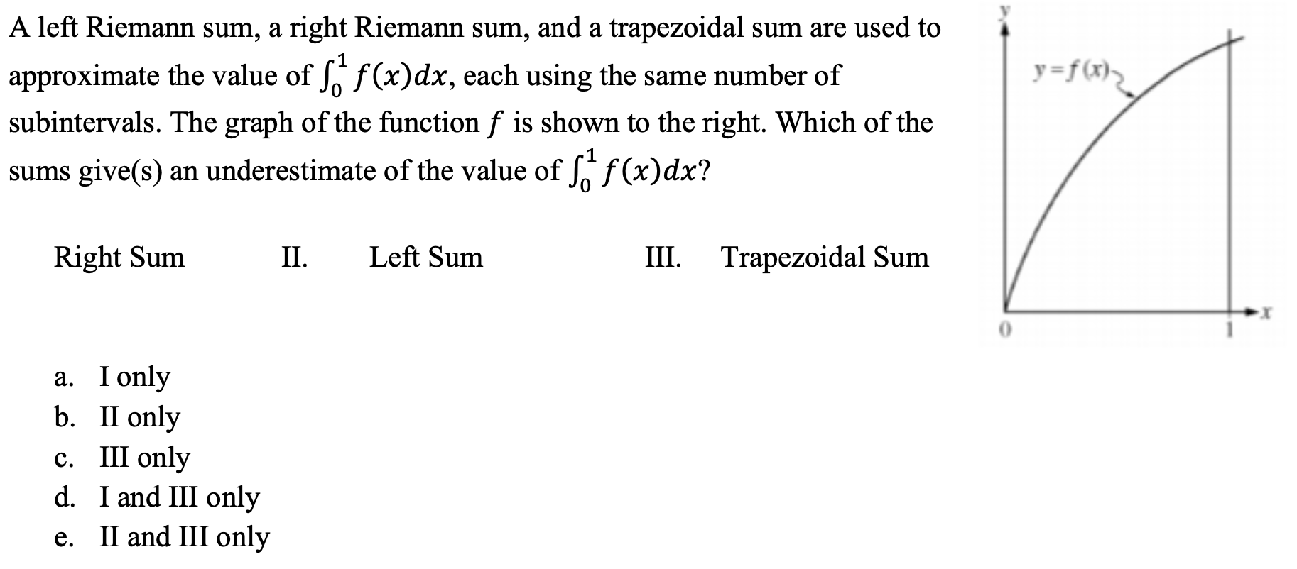 Solved y=f(x) A left Riemann sum, a right Riemann sum, and a | Chegg.com
