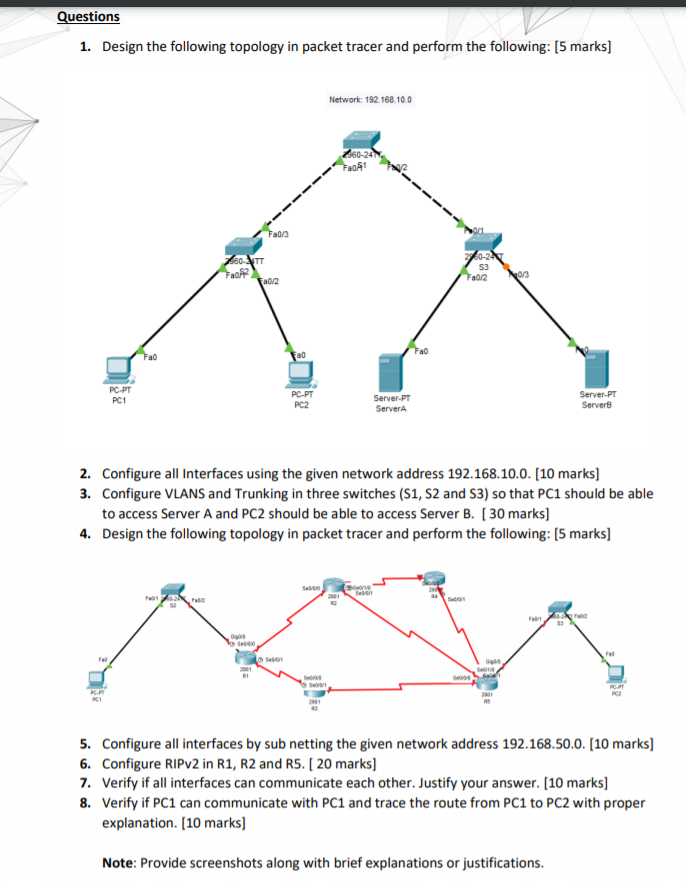 questions 1-3 are based on the first topology and 4-8 | Chegg.com