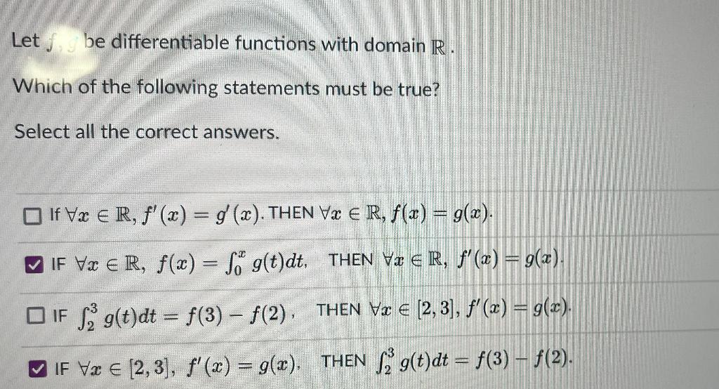 Solved Letſ be differentiable functions with domain R. Which | Chegg.com