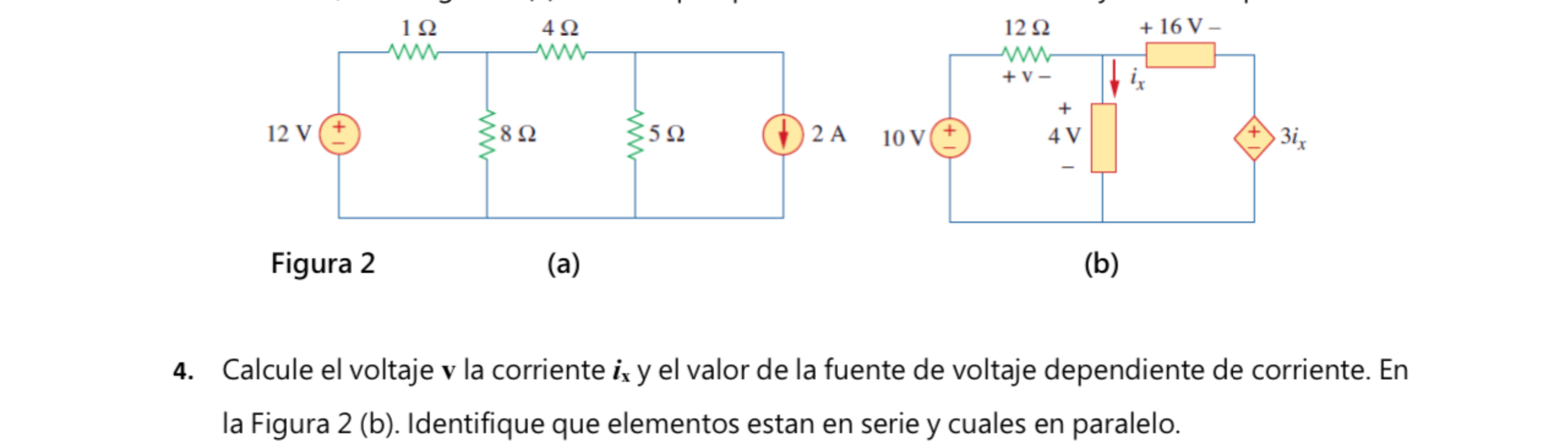 Solved Figura 2(b)Calcule el voltaje v ﻿la corriente ix ﻿y | Chegg.com