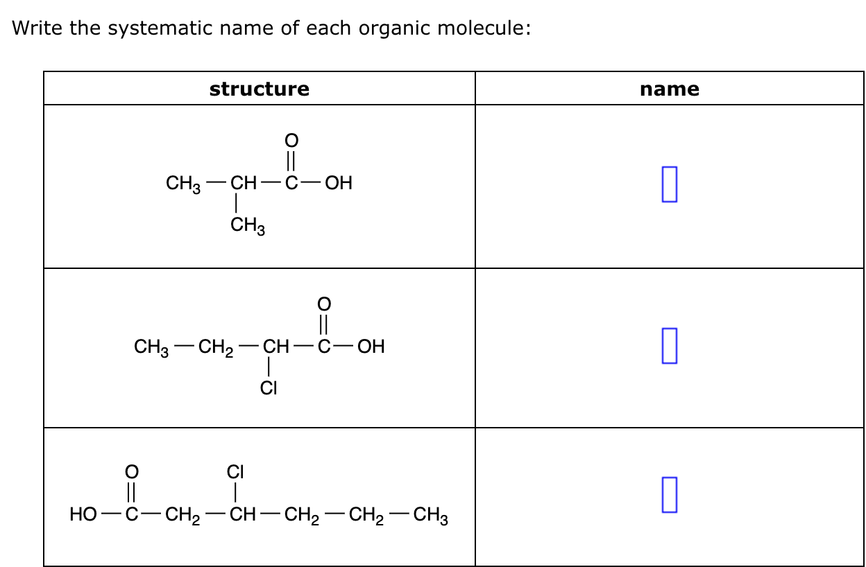 Solved Write the systematic name of each organic molecule: | Chegg.com
