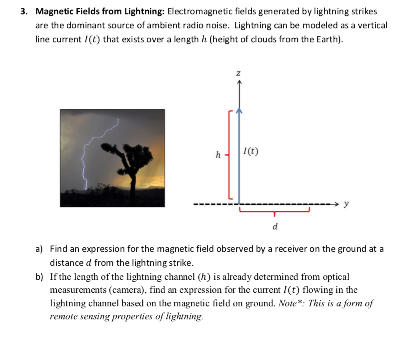 Solved 3. Magnetic Fields from Lightning: Electromagnetic | Chegg.com
