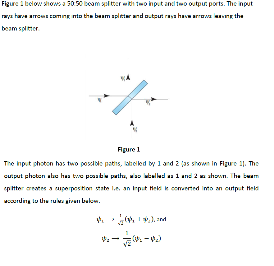 Solved Figure 1 below shows a 50:50 beam splitter with two | Chegg.com