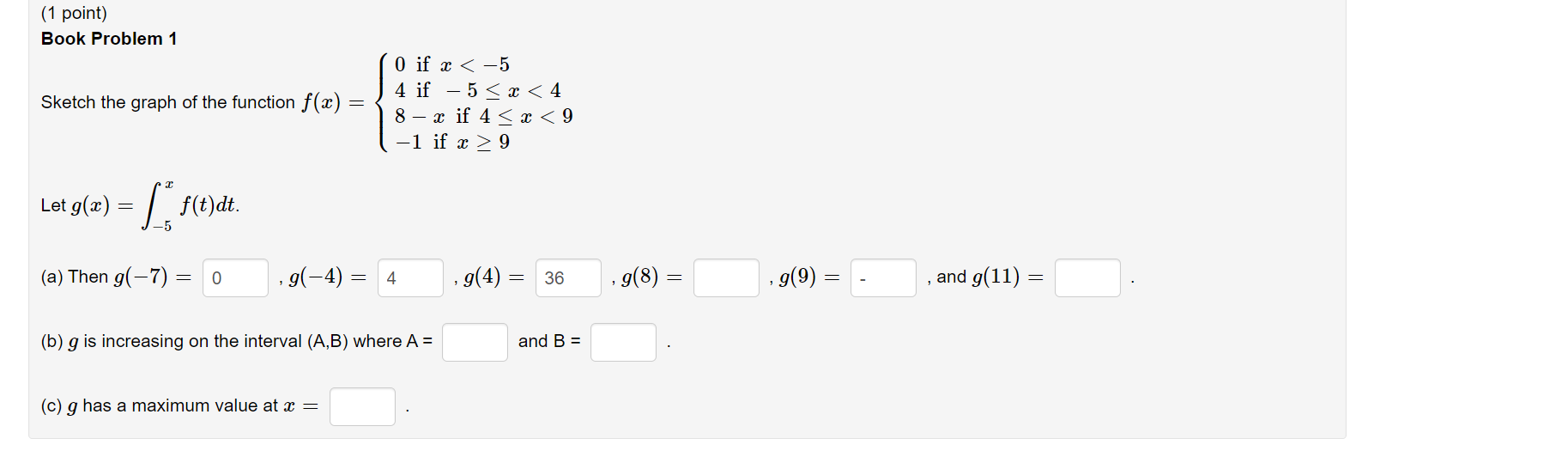 Solved (1 point) Book Problem 1 Sketch the graph of the | Chegg.com