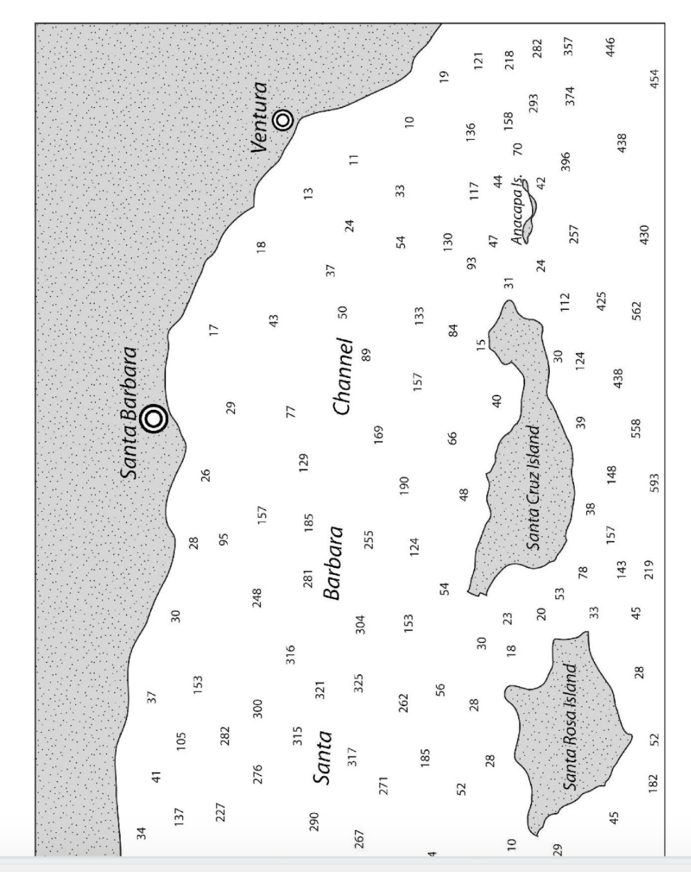 Solved The bathymetric map on the next page shows the region | Chegg.com