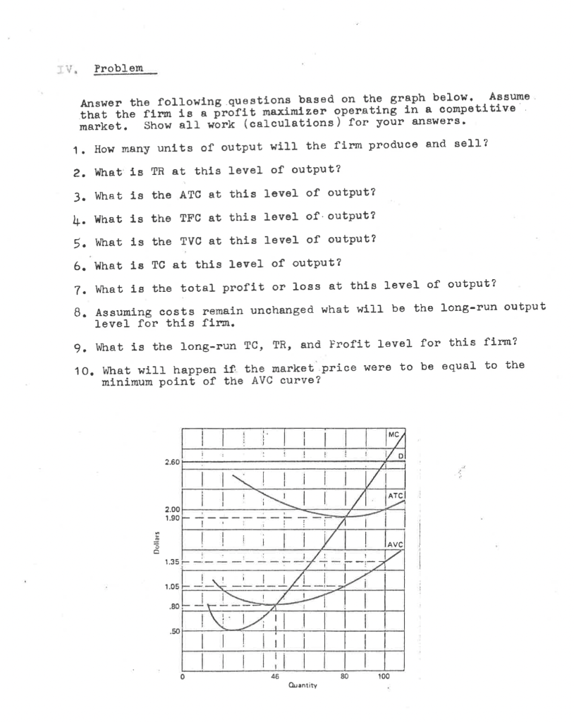 Solved IV. Problem Answer the following questions based on | Chegg.com