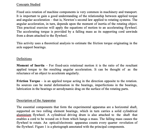 Solved Concepts Studied Fixed axis rotation of machine | Chegg.com