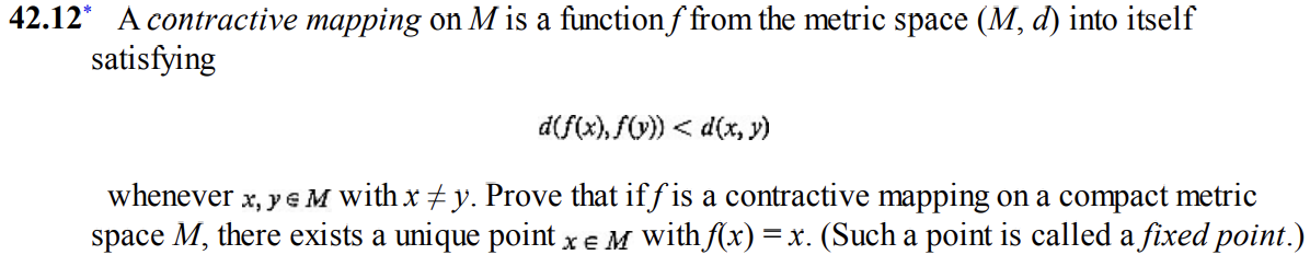Solved 12∗ A contractive mapping on M is a function f from | Chegg.com