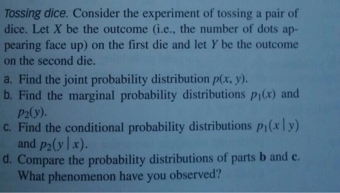 Solved Tossing dice. Consider the experiment of tossing a | Chegg.com