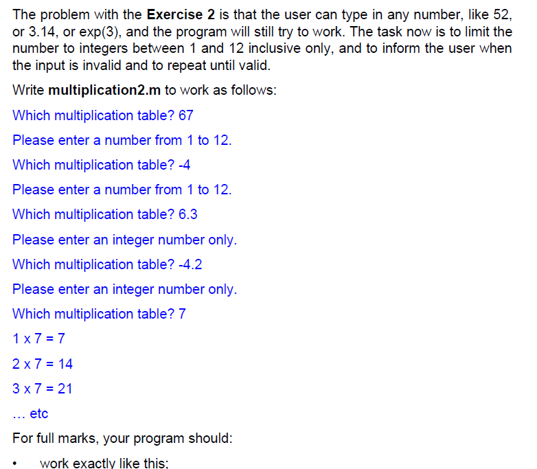 Solved Write a program called multiplication1.m that asks | Chegg.com
