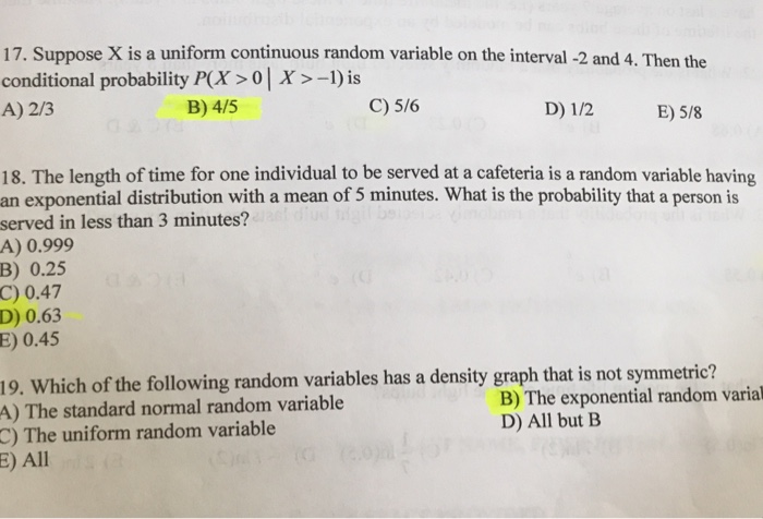 Solved 17. Suppose X is a uniform continuous random variable | Chegg.com