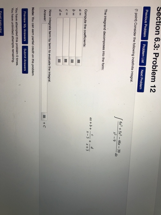 Solved Section 6.3: Problem 9 Previous Problem Problem List | Chegg.com